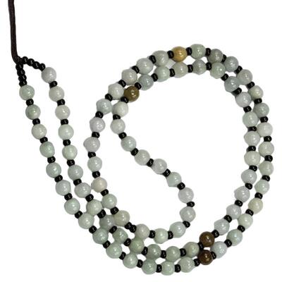 手工编翡翠圆珠项坠挂绳