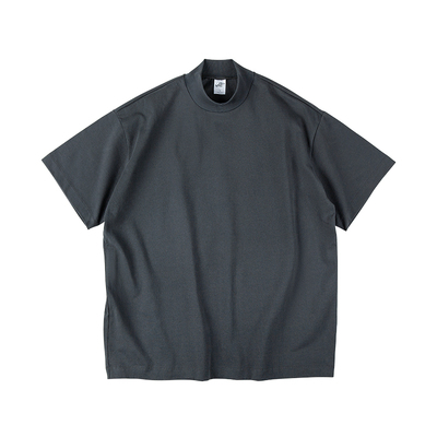 廓形】半高领落肩宽松短袖T恤