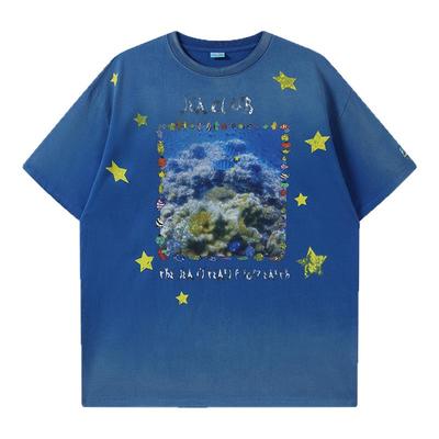CryingCenter 星星热带鱼水族馆重磅洗水做旧短袖T恤 哭喊中心