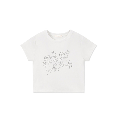 樱桃KIRSH韩系亮片印花短款T恤