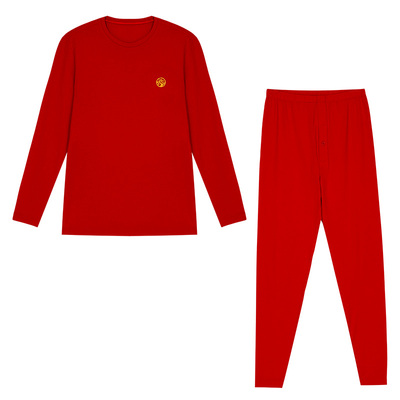 铜牛男优纺棉精梳罗纹圆领男红套