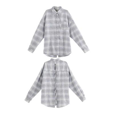 森女部落软妹宽松显瘦格子衬衫女2026新款彩点设计感春季百搭上衣