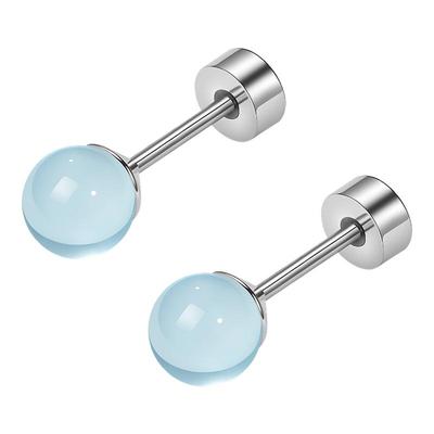 海蓝色医用钛钢耳钉女养耳洞