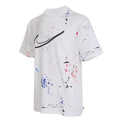 耐克短袖男泼墨趣味印花大勾圆领透气训练棉运动T恤HF5565-100