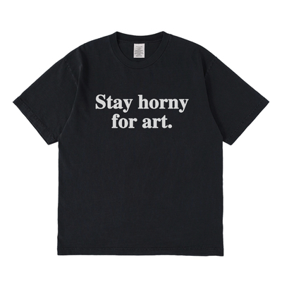 Stay horny for art短袖t恤夏季设计感小众情侣男女宽松圆领上衣
