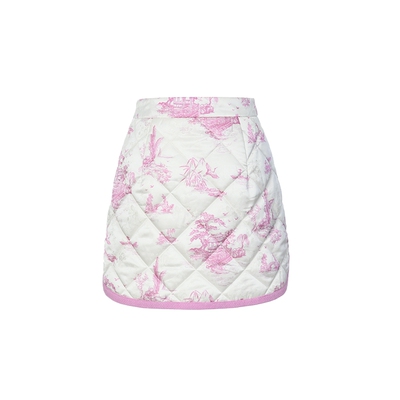 lefame拉飞姆冬季中式约依印花短半裙女