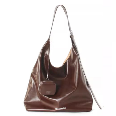 MASMARULEZ官方正品现货高级感软皮托特包百搭通勤单肩腋下包深棕