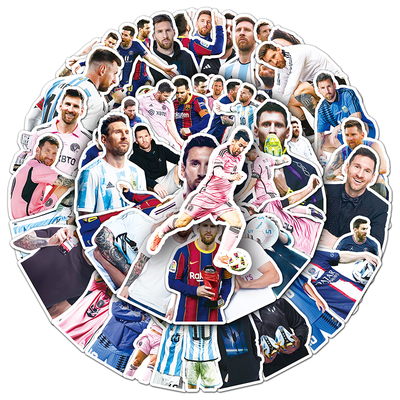 50张梅西贴纸Lionel Messi足球运动员高清周边彩绘摩托车咕卡贴纸