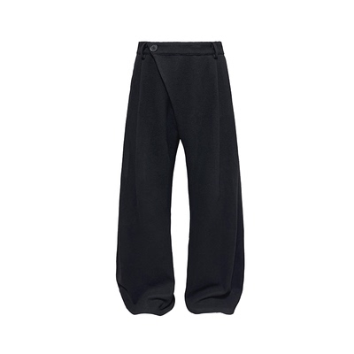 JCAESAR WOOL PANTS 斜门襟打褶毛呢裤 前侧双打褶 微弯刀
