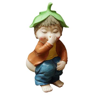 创意趣味可爱绿叶仙子小公仔摆件