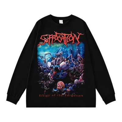 SUFFOCATION美国窒息乐队多巴胺骷髅印花纯棉长袖T恤男女上衣春秋