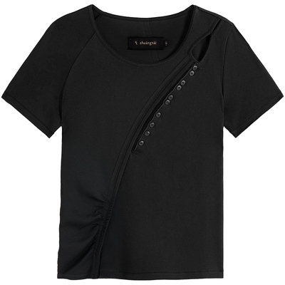 【zt zhuangtai狀態】EXCEPTION例外镂空抽褶设计短袖上衣T恤