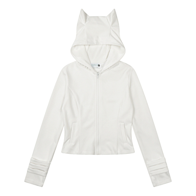 韩系简约耳朵连帽短款外套