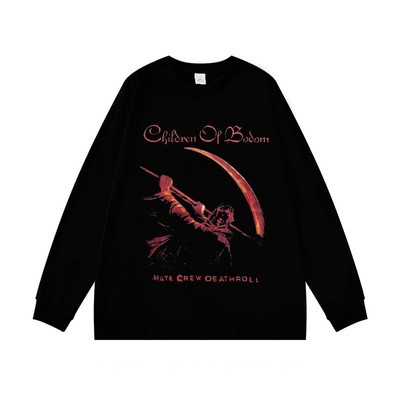 乐队死神印花长袖T恤男纯棉上衣