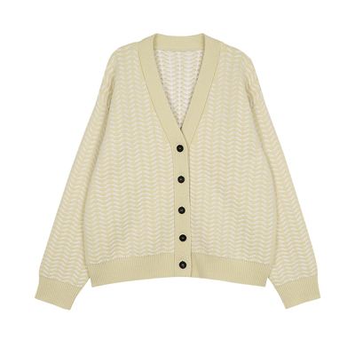 复古撞色花针织开衫半裙套装