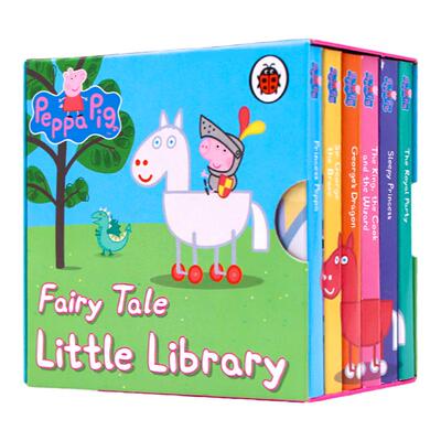 进口英文原版绘本Peppa Pig Fairy Tale Little Library小猪佩奇童话小小图书馆6册纸板书礼盒装粉红猪小妹手掌书睡前故事启蒙认知