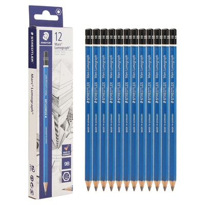 德国staedtler施德楼素描铅笔100蓝杆铅笔2B/4B/6B/8B/10B/2H/hb绘图速写美术生专用初学者绘画笔二比素描笔