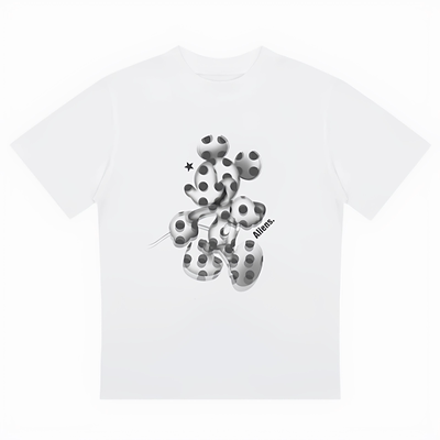 卡通印花圆领正肩显瘦短袖t恤