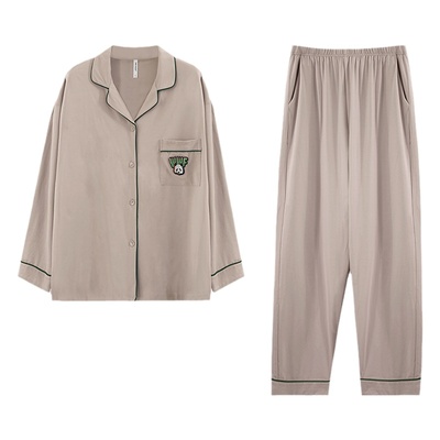 情侣睡衣春秋莫代尔棉长袖家居服