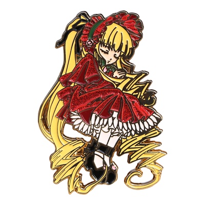 蔷薇少女真红闪粉金属徽章胸针