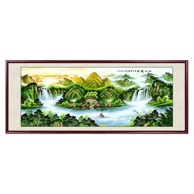 靠山国画山水画实木边框宣纸画芯