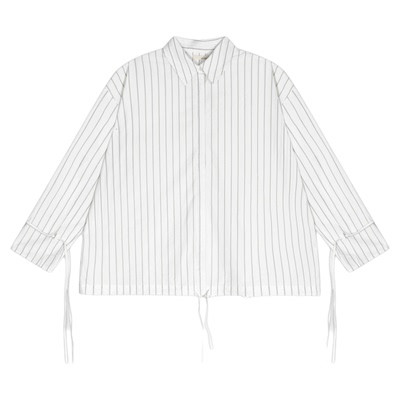 BUCH WEAR衬衫女2026春季新款含棉条纹宽松抽绳长袖上衣497668