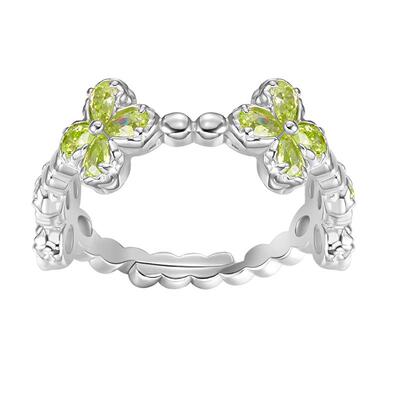 mmagpy925银四叶草戒指女