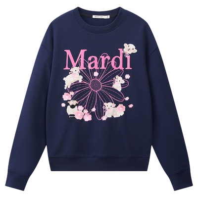 MardiLadin2026新款秋季小雏菊圆领长袖韩系松弛感卫衣外套女款