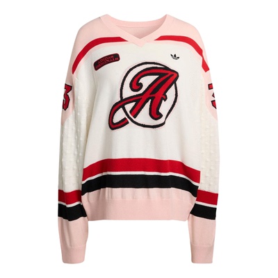 Adidas/阿迪达斯正品三叶草女士休闲V领针织宽松运动套头衫KS6458