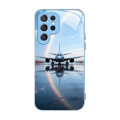 A56苹果17男SamsungS23+三星S25ultra手机壳26加S24fe飞机22u风景54玻璃case55适用16plus女21高级感小众15外