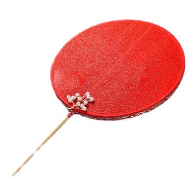 烫金红色长短柄扇探清水河团扇