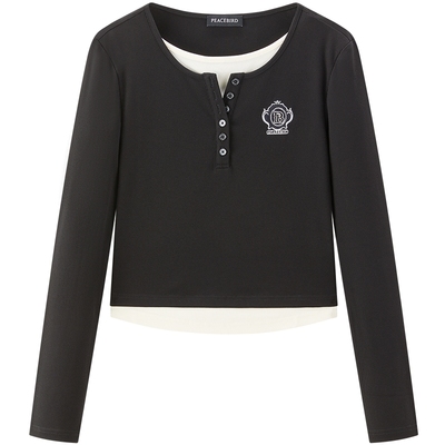 太平鸟女装年秋季款亨利领针织衫T恤A1CPE3417