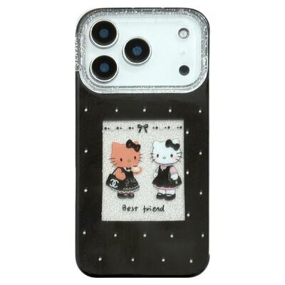 闪粉波点小香风猫咪苹果手机壳女