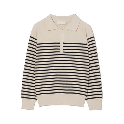 Dunst春季新品中性风条纹半拉链套头针织衫通勤百搭UDSW5A103