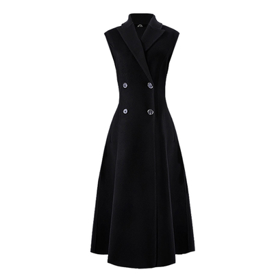 高档简约风双排扣羊毛马甲裙
