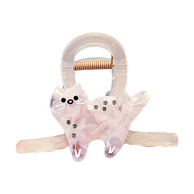 甜美卡通小猫抓夹时尚后脑勺藕色鲨鱼夹萌趣扎发饰高级感新款发夹