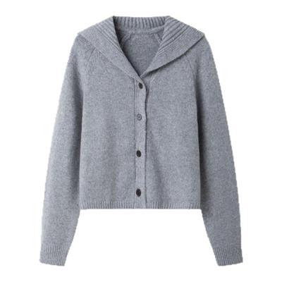 it :orange forest水手领翻领羊毛针织开衫女 春季新品外套上衣