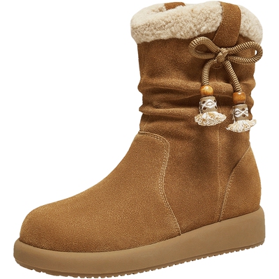 TATA他她小熊雪地靴冬季加绒厚底休闲靴保暖西部堆堆短靴CHD02DZ5