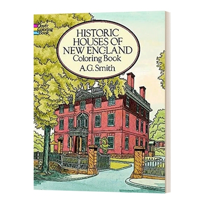 新英格兰历史房屋涂色书 英文原版绘本 Historic Houses of New England Coloring Book 英文版 进口英语原版书籍