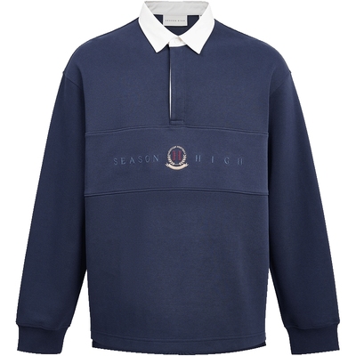 SEASON HIGH男装冬季新款字母刺绣时尚拼接休闲宽松翻领百搭卫衣