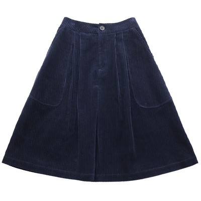 纯棉高腰贴袋A廓灯芯绒半裙