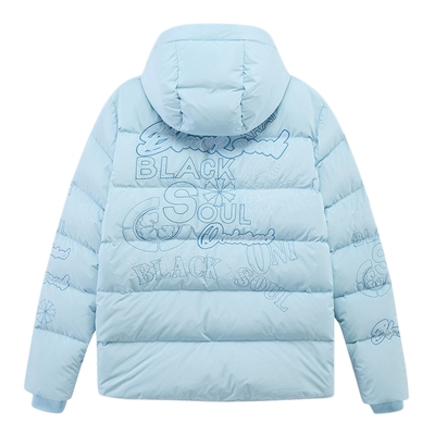 标语绣花连帽羽绒外套
