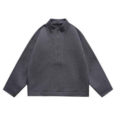 小彬国潮运动美式复古立领半拉链秋冬季新款男女同款重磅上衣卫衣