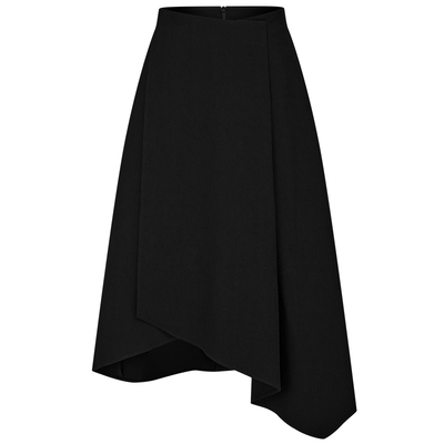 曼德诗中长气质通勤不规则裙摆