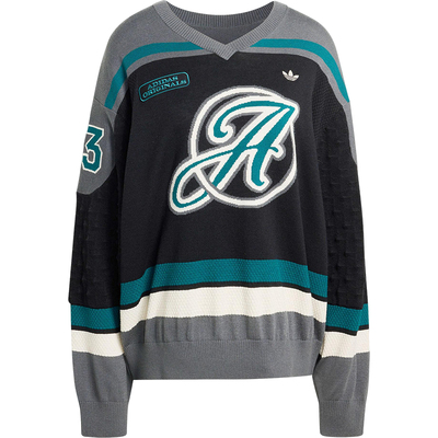 Adidas/阿迪达斯正品三叶草女士运动V领针织休闲日常套头衫KS6459