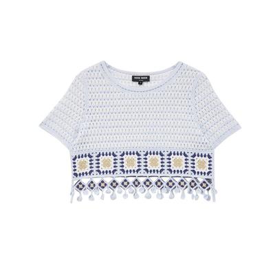 vq区绫致Vero ModaT恤女2025夏季新款圆领短袖镂空花朵针织上衣