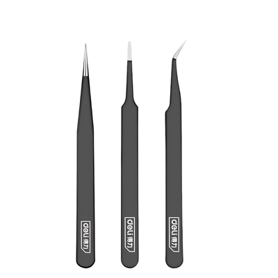 得力不锈钢防静电镊子高精密尖头假睫毛夹子手账美甲ESD工具燕窝