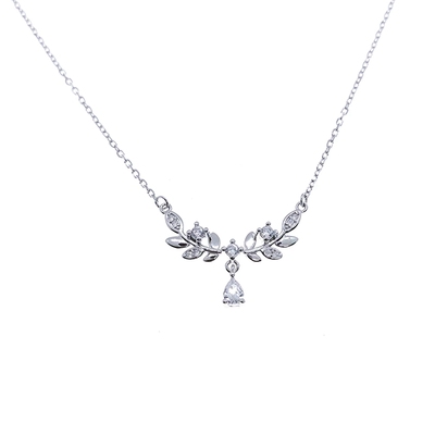 法国轻奢纯银月桂花枝项链