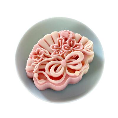 中式莲花折扇中秋节月饼模具diy