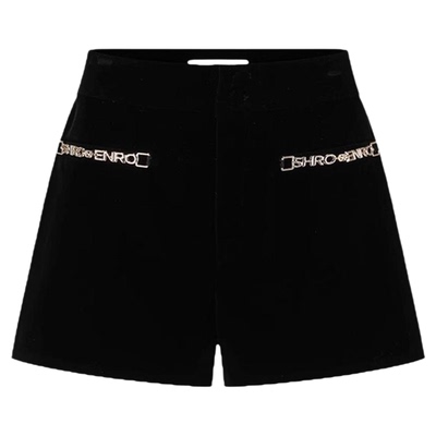 SHRO ENRO 25秋冬新款女士金属袋链丝绒短裤银泰百货 301469